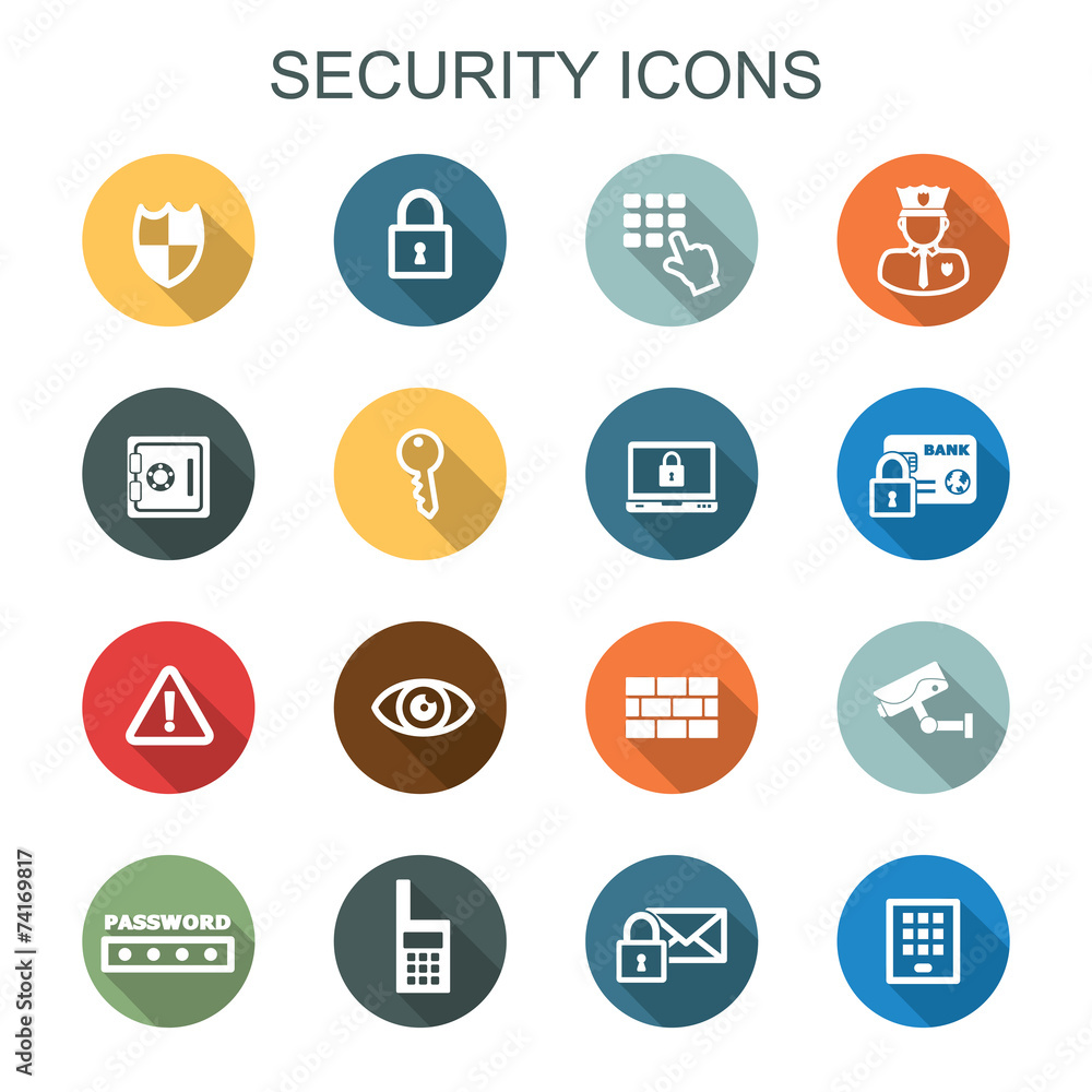 security long shadow icons Vektor Stok | Adobe Stock