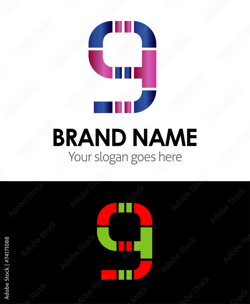 9 number logo icon Stock Vector | Adobe Stock