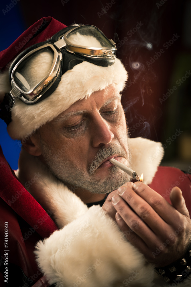 Bad Santa smoking a joint Stock Photo | Adobe Stock