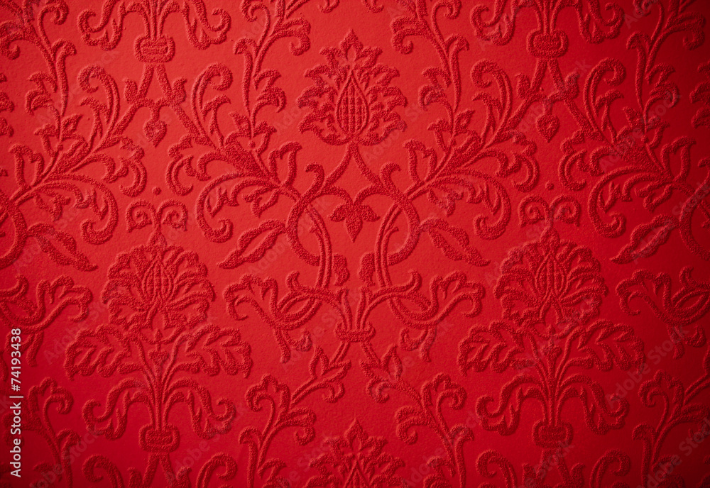 elegant christmas cherry red baroque repeating flower Stock Photo ...