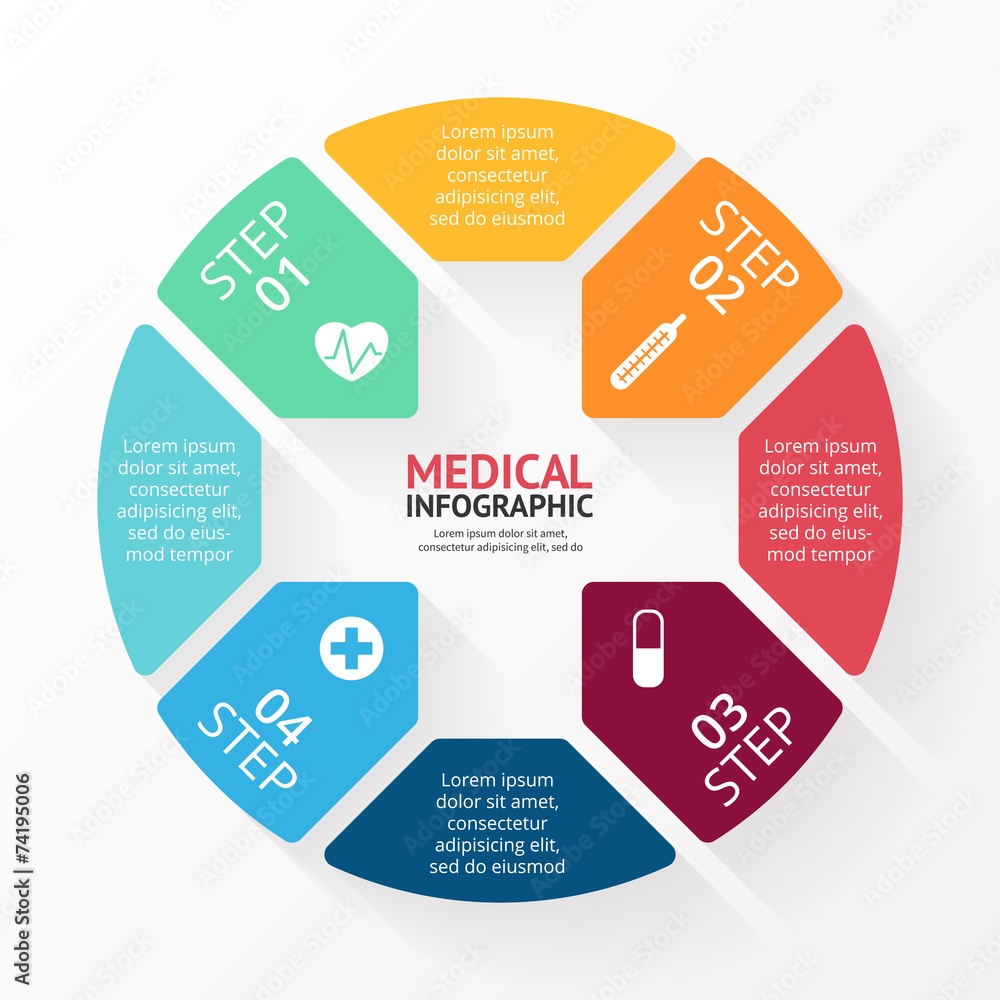 Medical healthcare circle plus sign infographic. Stock Vector | Adobe Stock