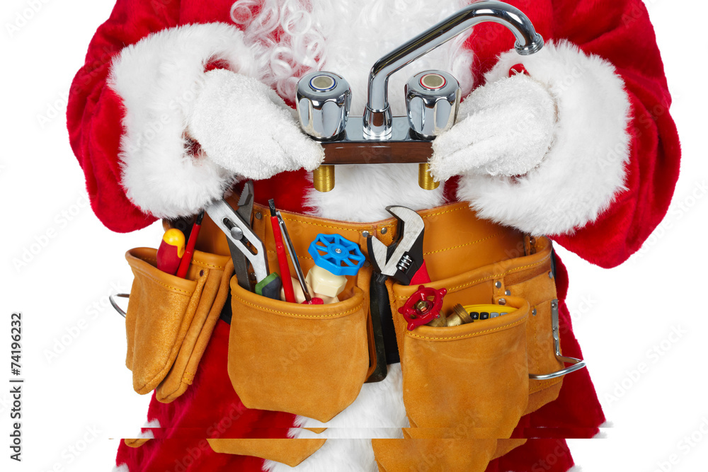 Santa Claus with a tool belt. Stock Photo | Adobe Stock