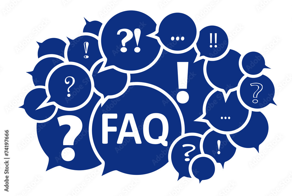 FAQ Fragen in blau Stock Vector | Adobe Stock