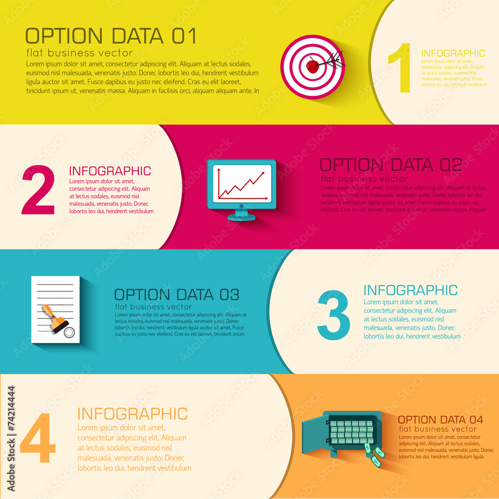 Business flat infographic template with text fields. Vector Illu Stock ...