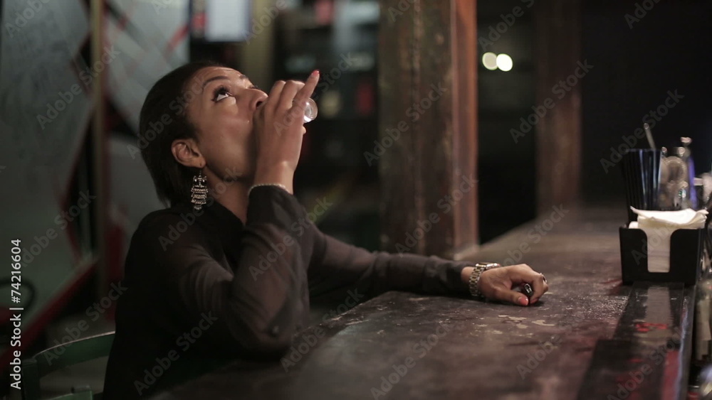 Black Woman Gets Drunk At A Bar Stock Video Adobe Stock