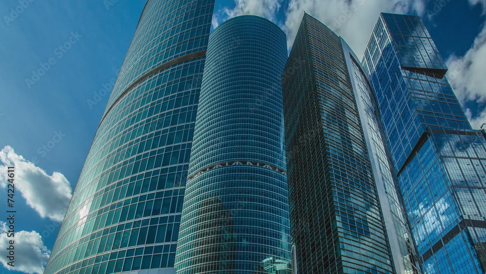 The sky-scrapers wide-angle view, time lapse Stock Video | Adobe Stock