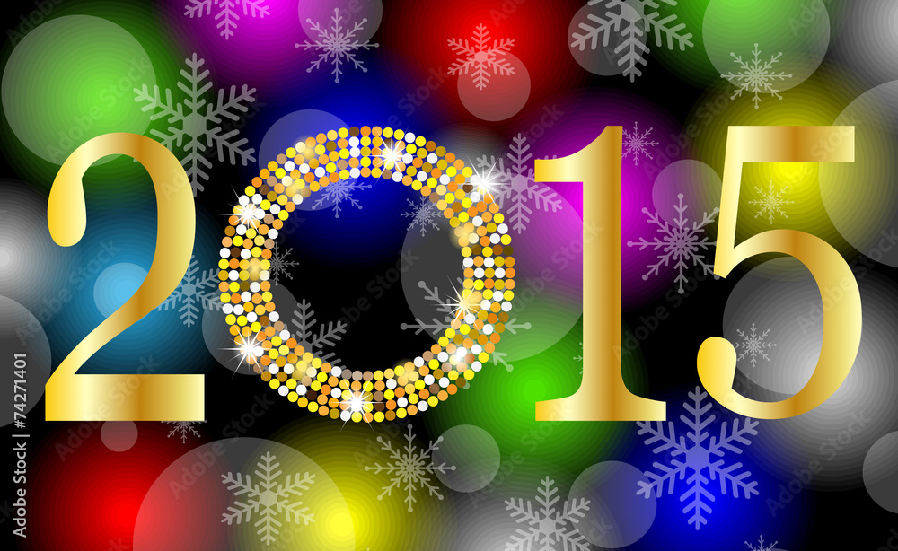 numbers 2015 year on a bright background with gold spangles | Uwalls.co.uk