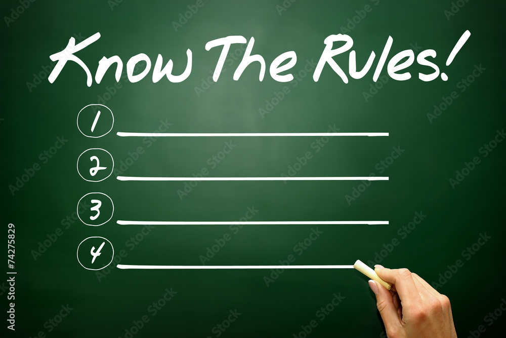 Know The Rules! blank list, business concept on blackboard Stock Photo ...