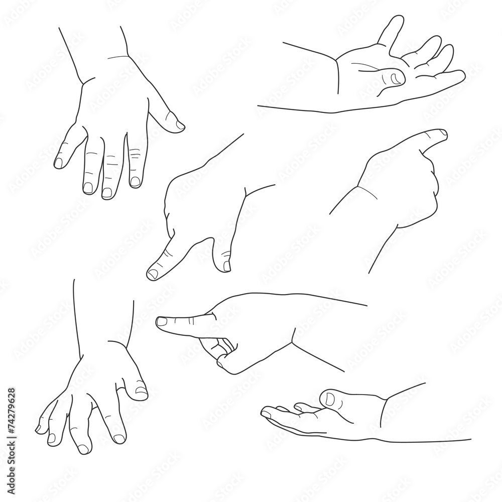 Vetor de Baby hand, different gestures, vector illustration do Stock ...