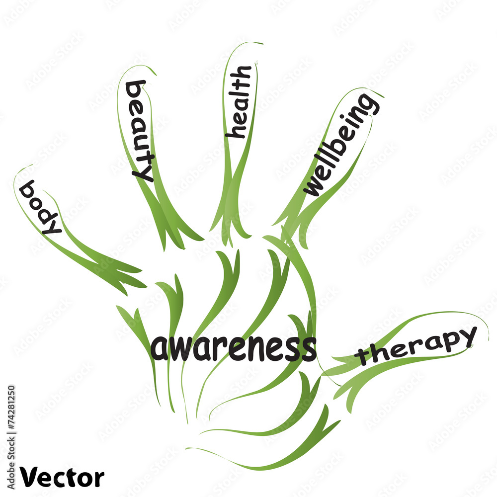 Vector hand print health concept text Stock Vector | Adobe Stock