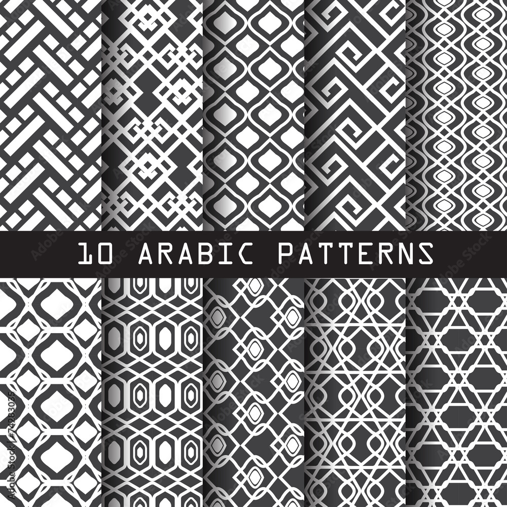 10 arabic patterns, Pattern Swatches, vector, Endless texture c Stock ...