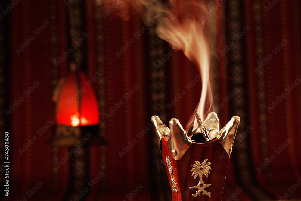 Bukhoor is usually burned in a mabkhara in many Arab countries Stock ...