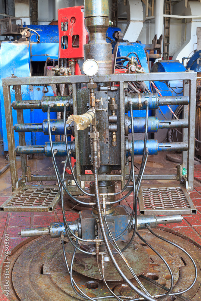 Wire Line Blow Out Preventer for Perforation on the rig floor Stock ...