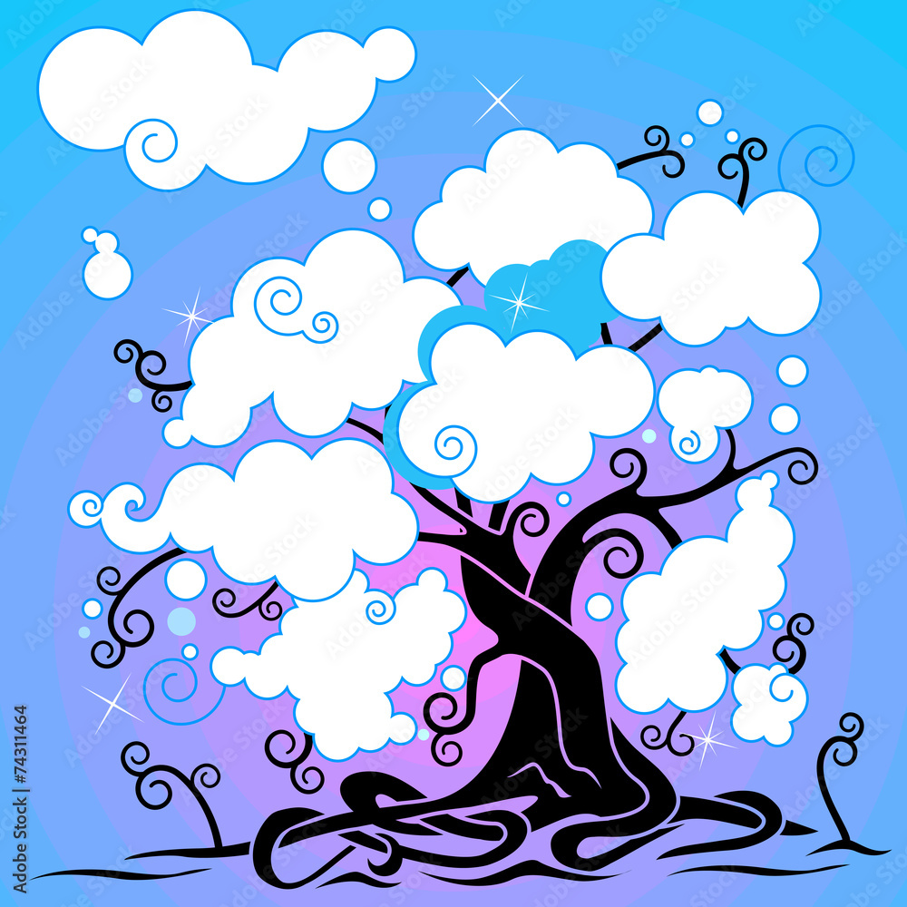 clouds tree network Stock Illustration | Adobe Stock