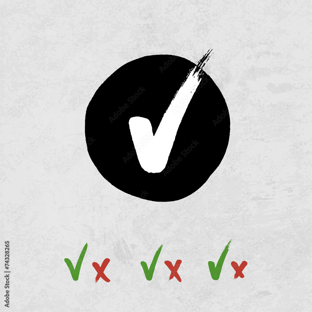 Grunge Check Marks on Paper Texture Stock Vector | Adobe Stock