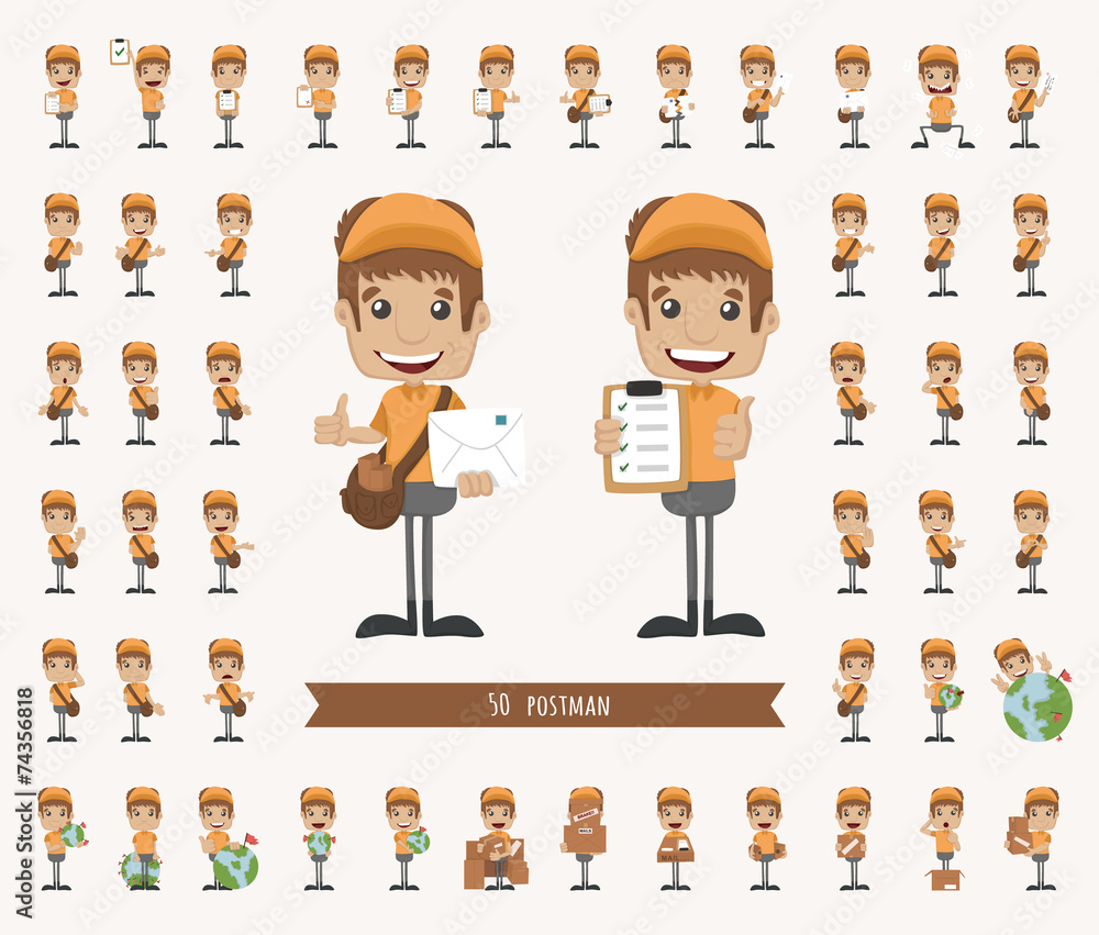 Set of postman character Stock Vector | Adobe Stock