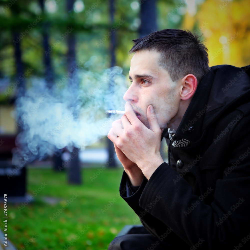 Depressed Man Smoking
