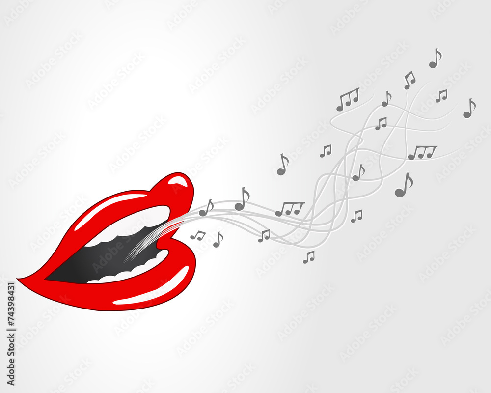 Mouth, lips - vector, music, sing, notes Stock Vector | Adobe Stock