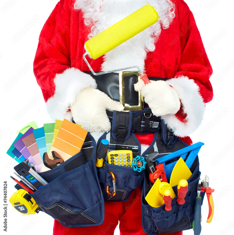 Santa Worker with a tool belt. Stock-Foto | Adobe Stock
