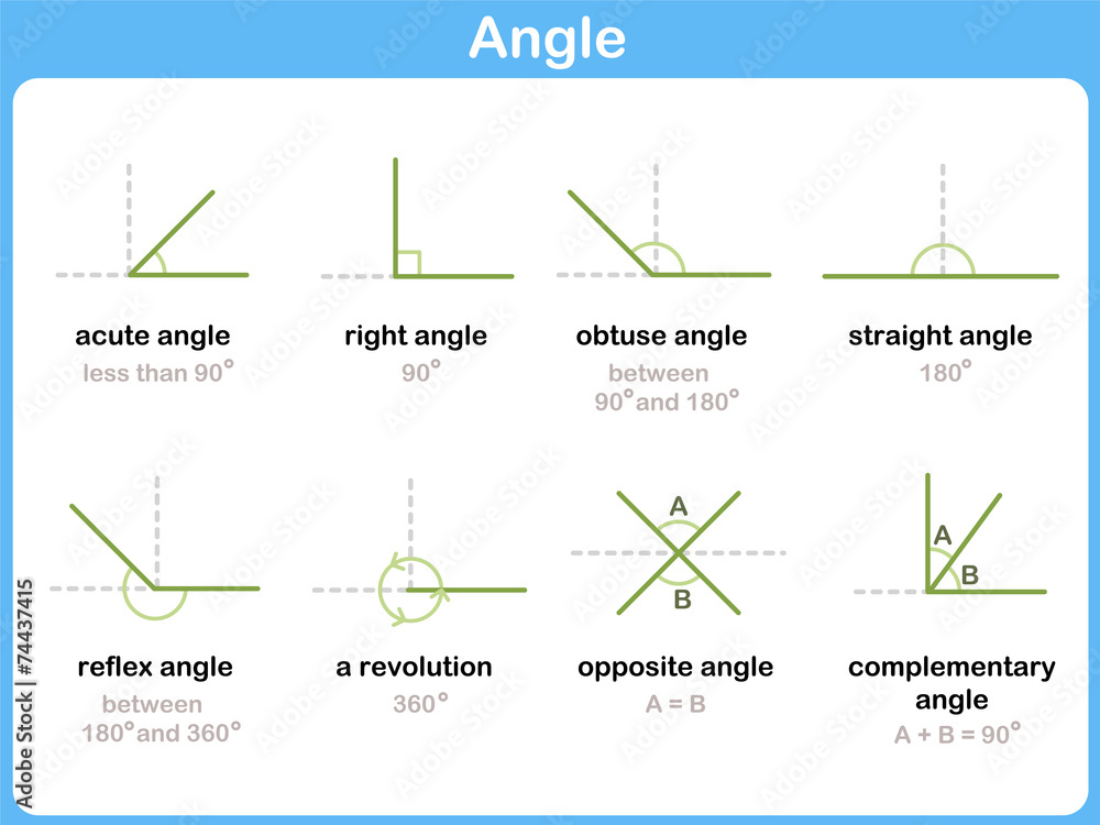 Mathematical Angles Signs - Worksheet for kids Stock Vector | Adobe Stock