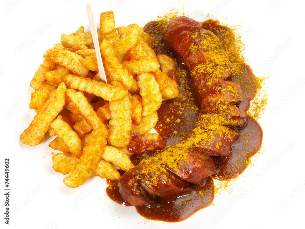 Currywurst mit Pommes Frites Stock Photo | Adobe Stock