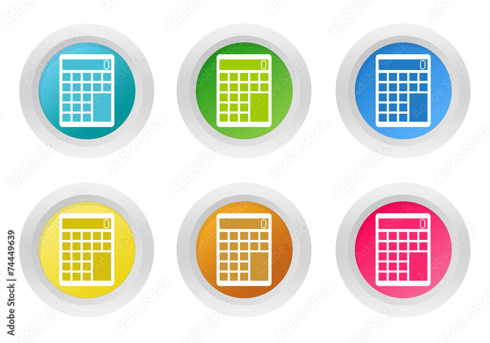 Set of rounded colorful buttons with calculator symbol Stock ...