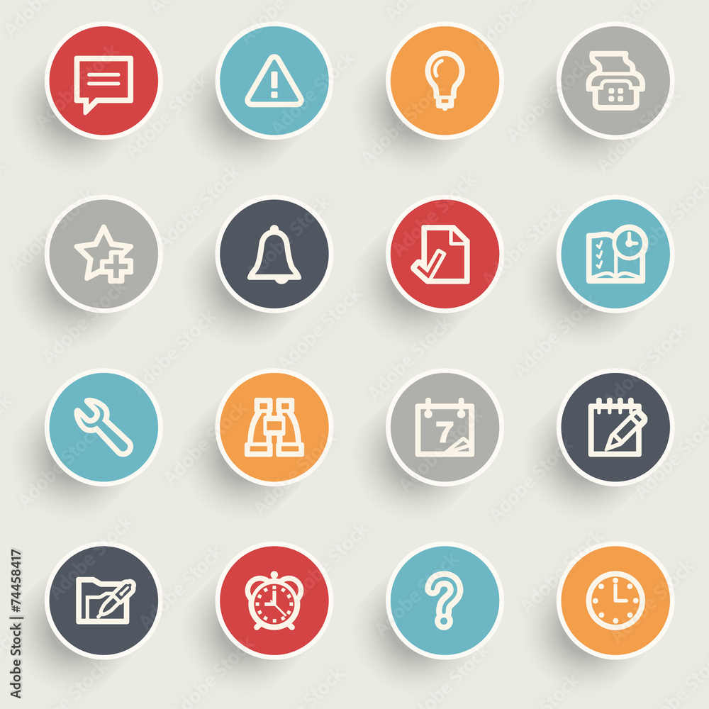 Organizer contour icons on color buttons. Stock Vector | Adobe Stock