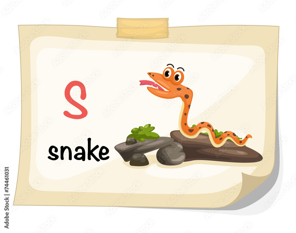 animal alphabet letter S for snake illustration vector Stock Vector ...