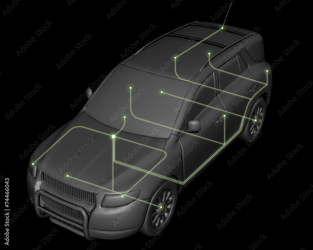 Controller Area Network (CAN) Image, Connected Car Stock-Illustration ...