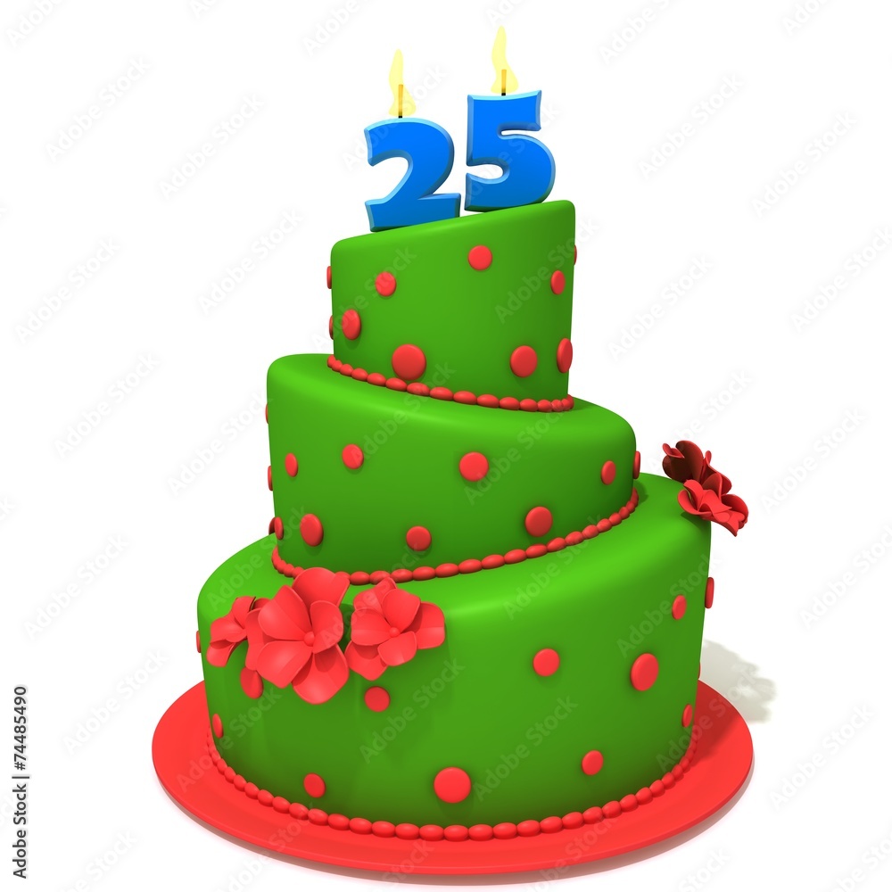 Birthday cake with number twenty five Stock Illustration | Adobe Stock