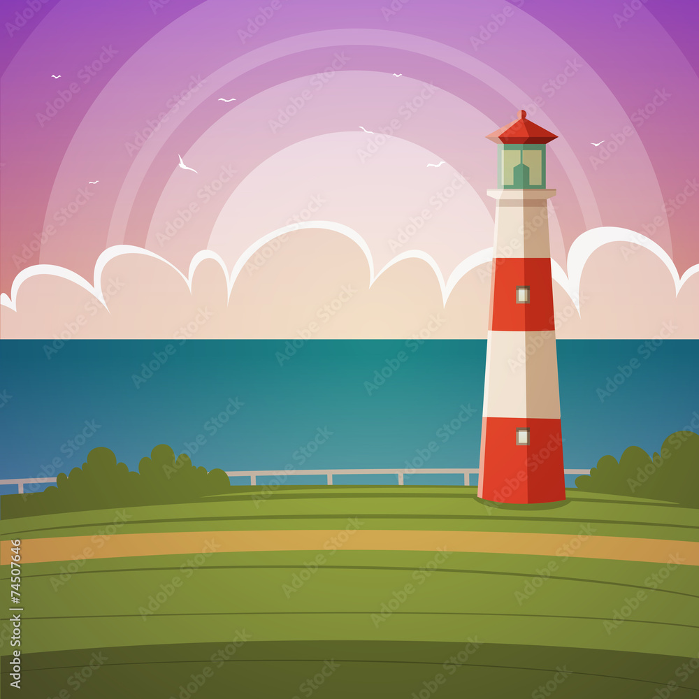 Cartoon Lighthouse Stock Vector | Adobe Stock