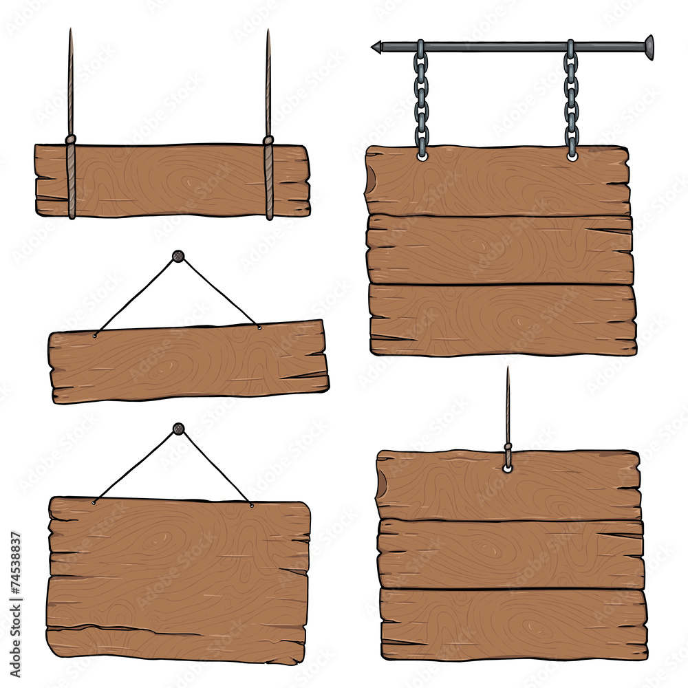 Vector Set of Cartoon Signboards Stock Vector | Adobe Stock