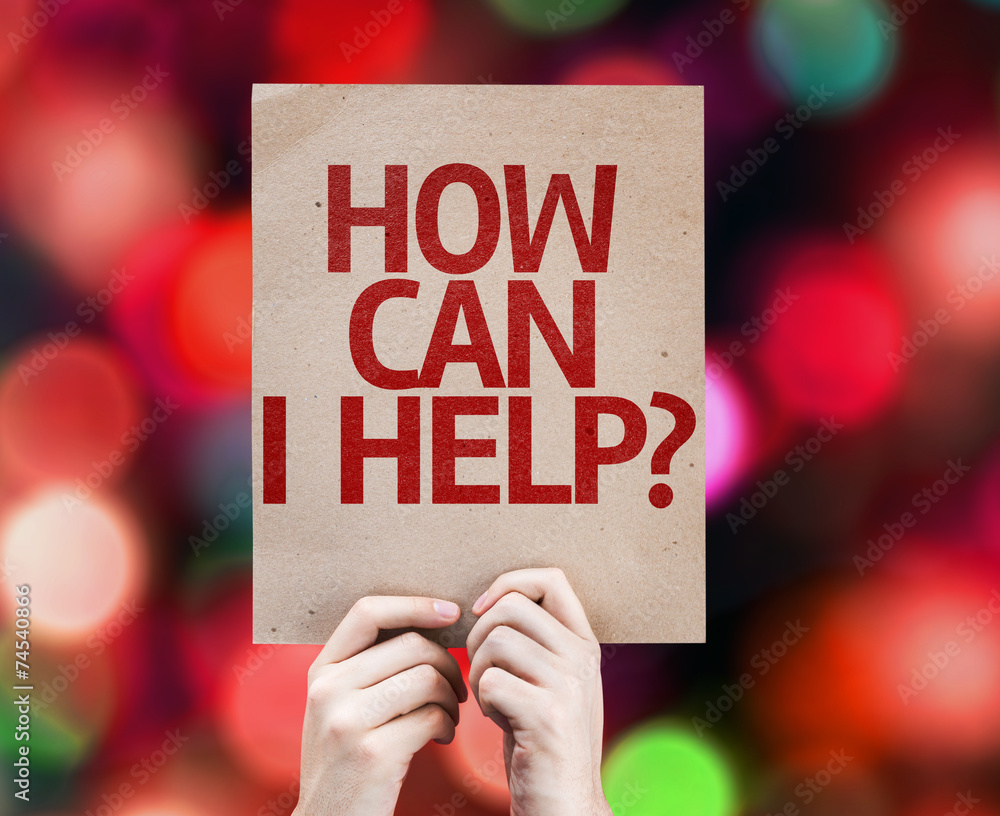 How Can I Help? card with colorful background Stock Photo | Adobe Stock