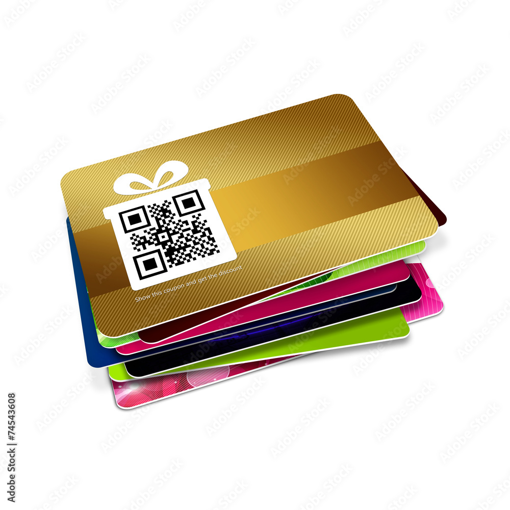 discount vouchers with qr code isolated over white Illustration Stock ...