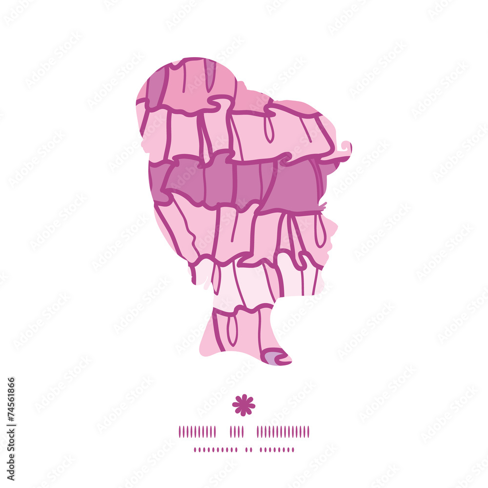 Vector pink ruffle fabric stripes girl portrait silhouette Stock Vector ...