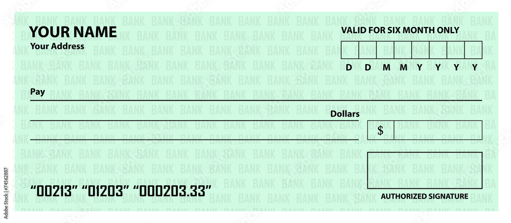 Bank check template Stock Vector | Adobe Stock