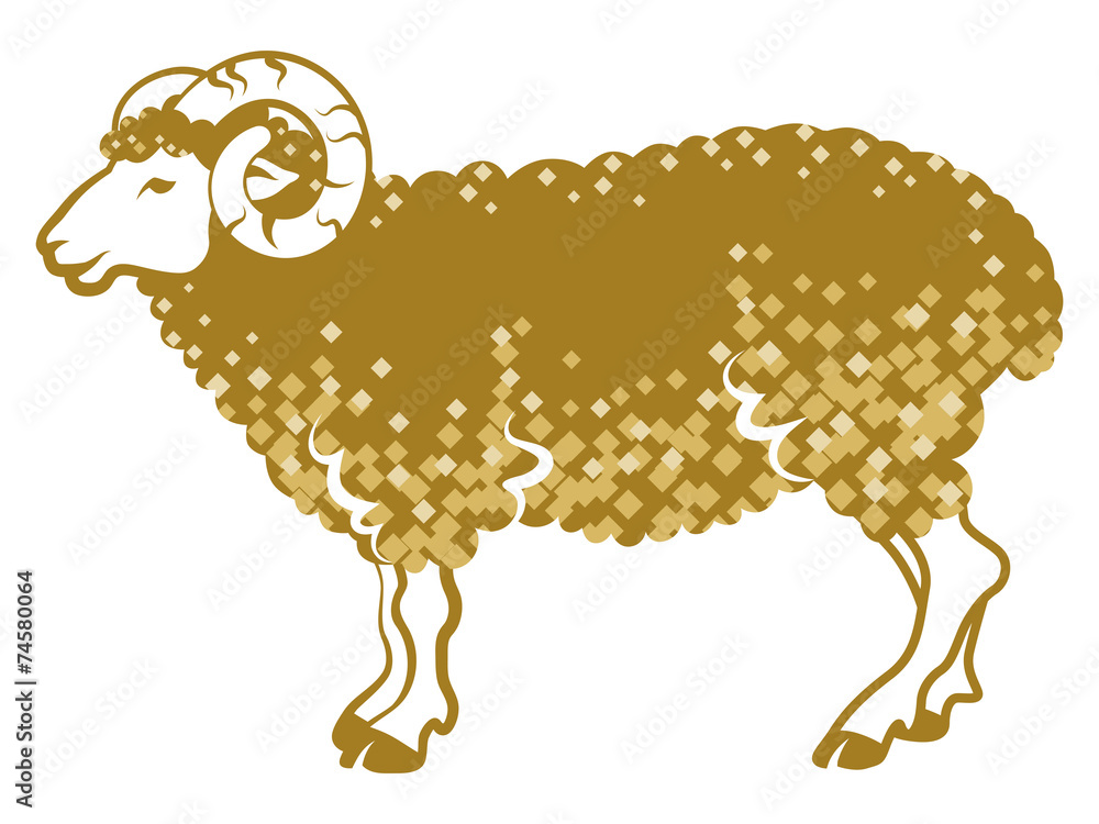 Sheep side view-golden color-Clip art Stock Vector | Adobe Stock