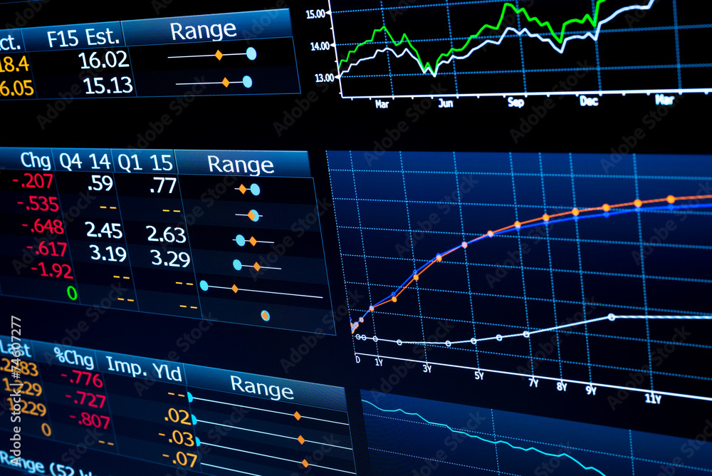 Complex chart and data financial screen monitor Stock Illustration ...
