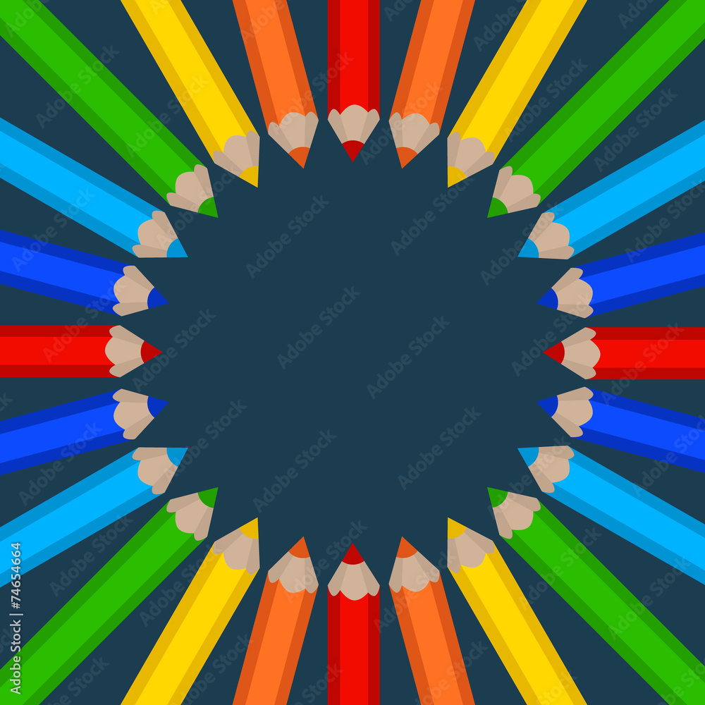 frame of colored pencils Stock Vector | Adobe Stock