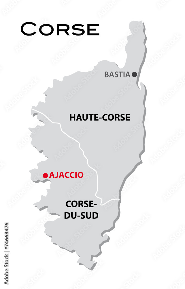 simple administrative map Corsica Stock Vector | Adobe Stock