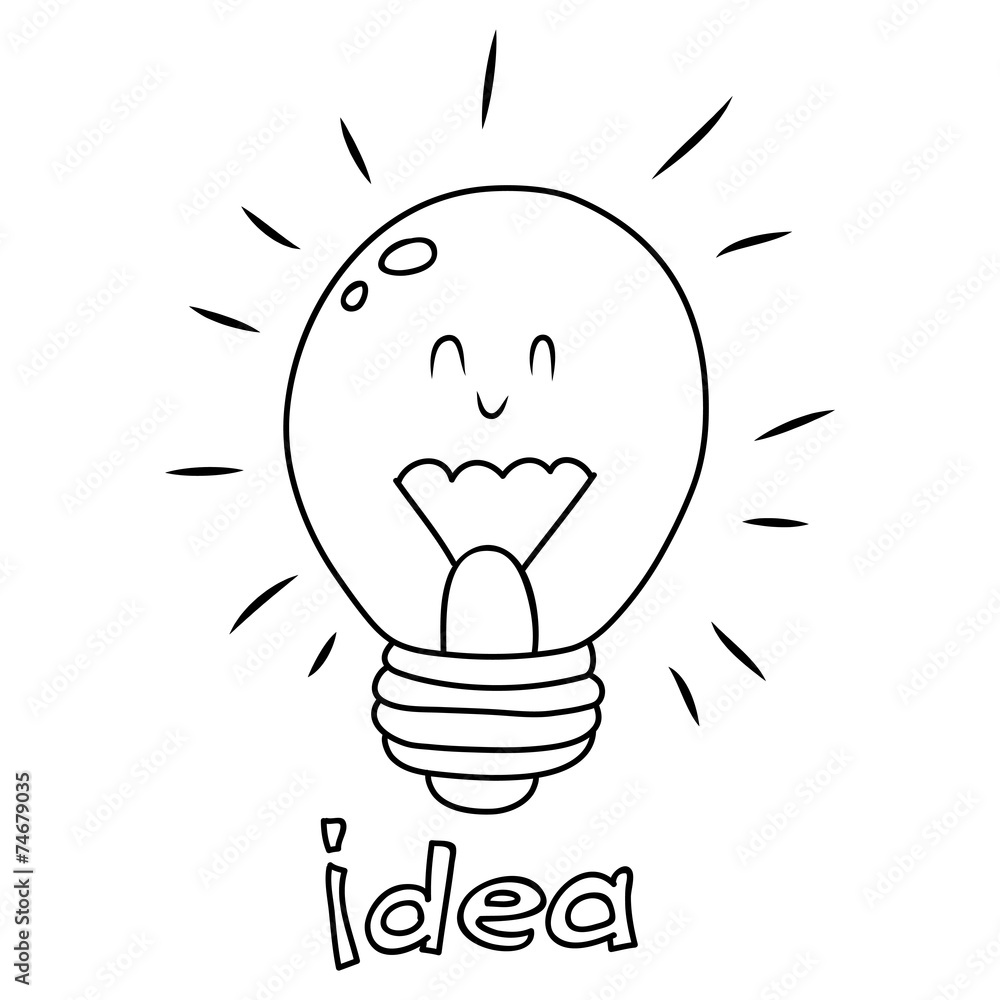 bulb idea Doodle Stock Vector | Adobe Stock