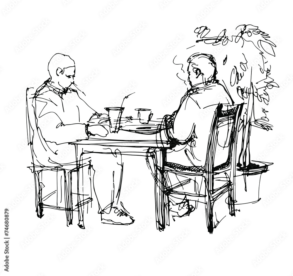 Drinking Coffee With Friends Drawing
