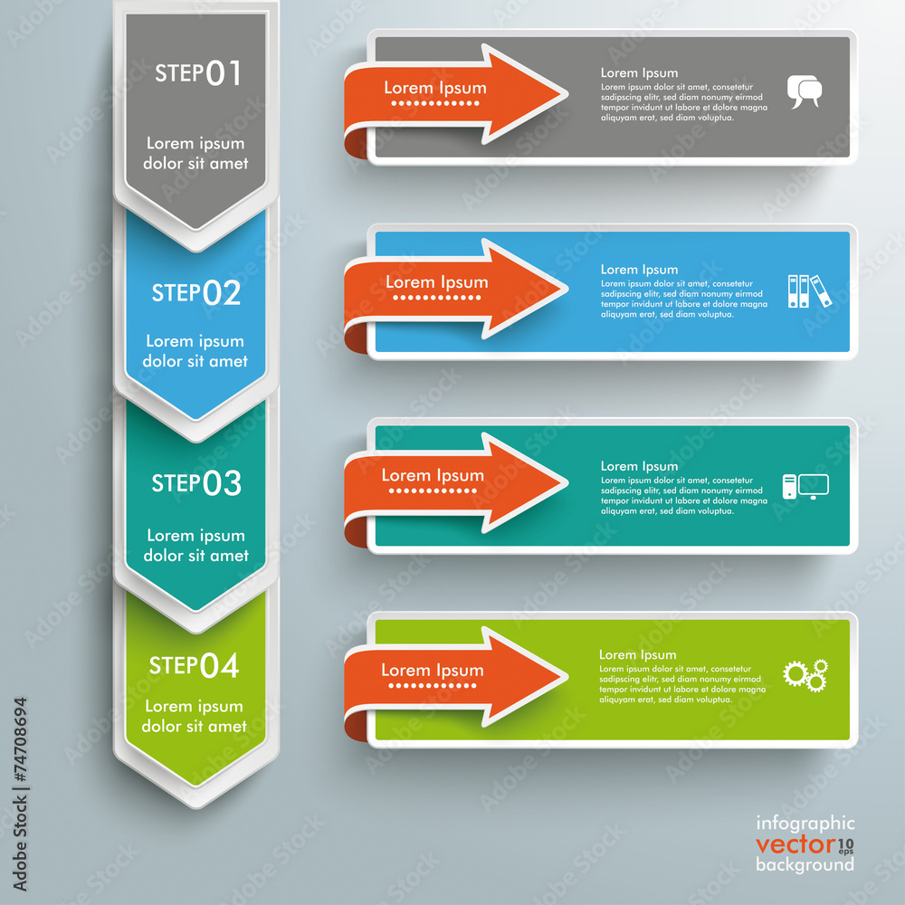 Infographic 4 Steps Arrows Banners Stock Vector | Adobe Stock