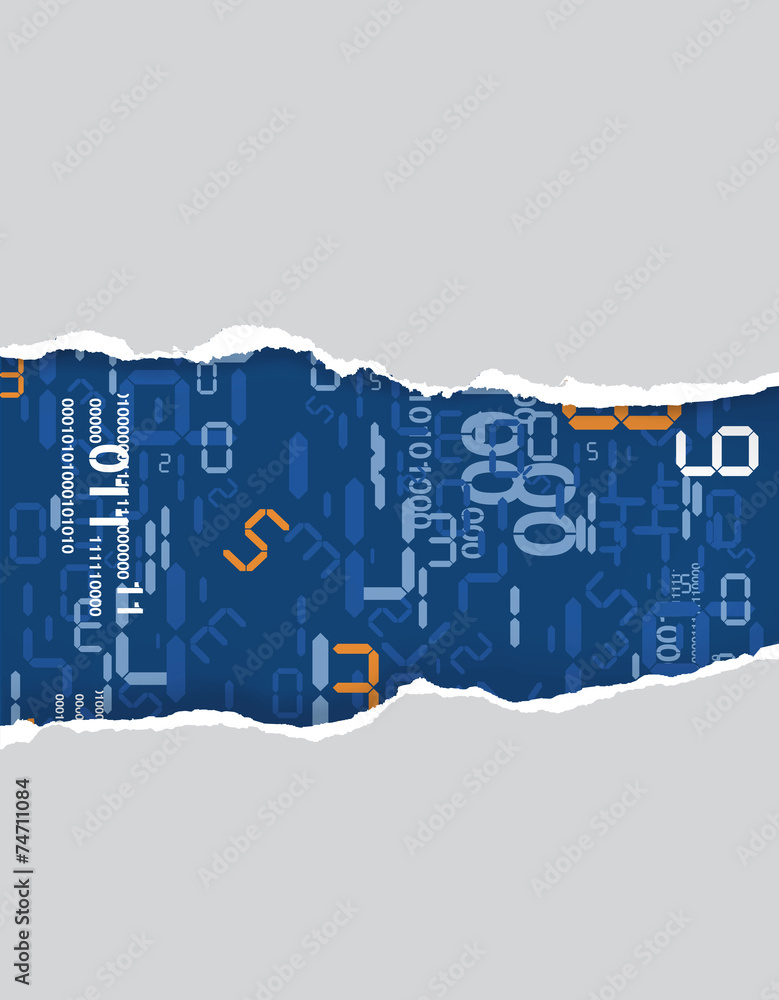 Torn paper with digital numbers Stock Vector | Adobe Stock