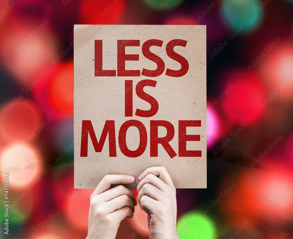 Less Is More card with colorful background Stock Photo | Adobe Stock