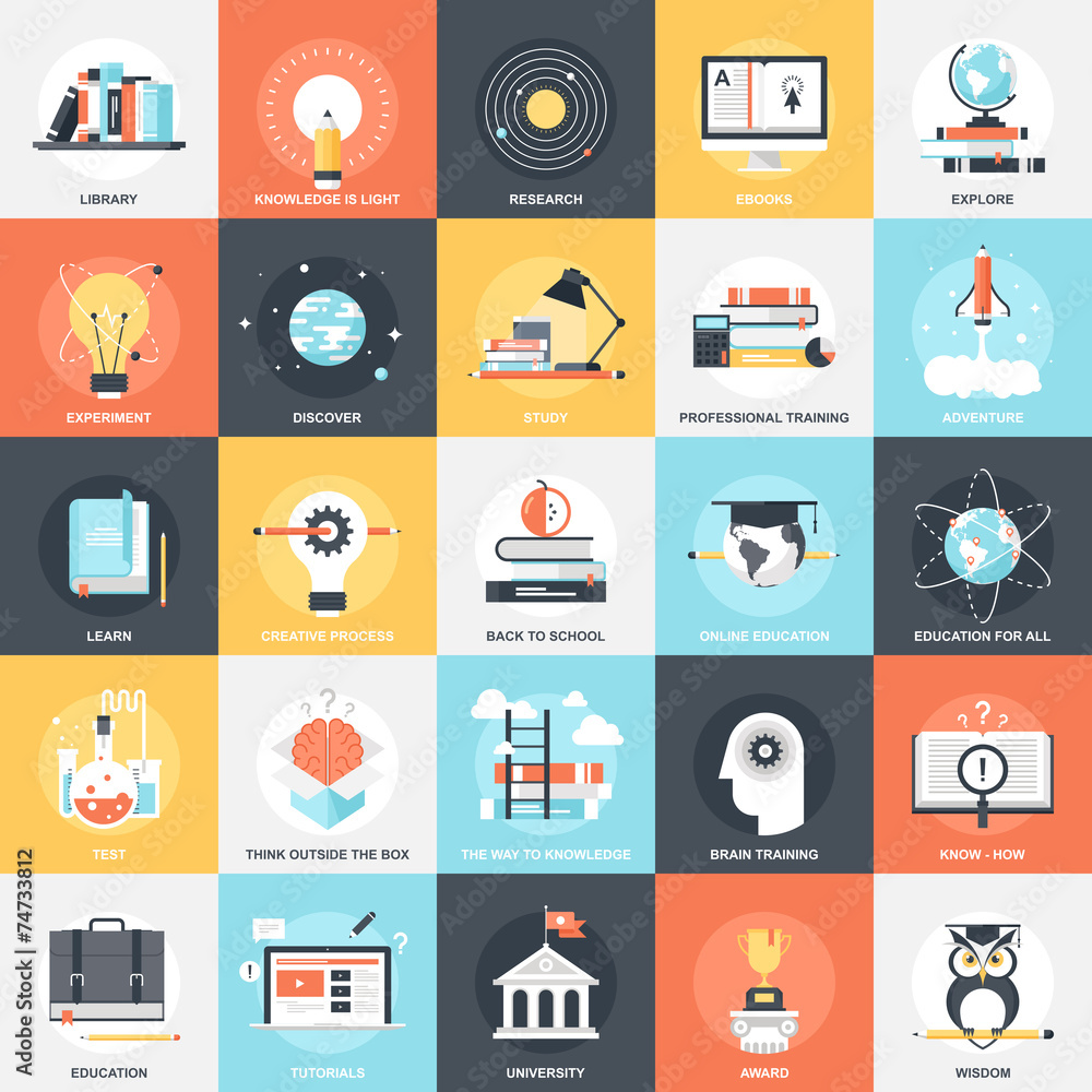 Education Icons Stock Vector | Adobe Stock