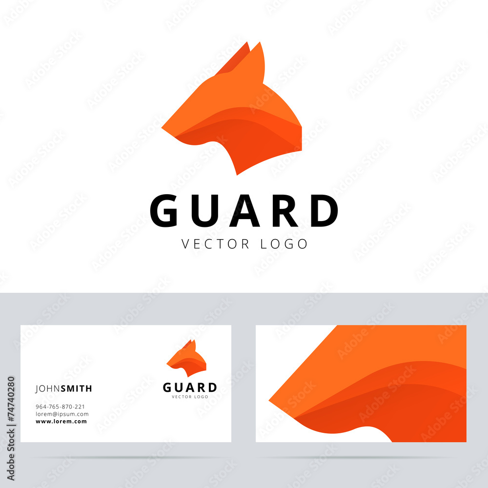 Guard logo template with dog head sign. Vector illustration. Stock ...