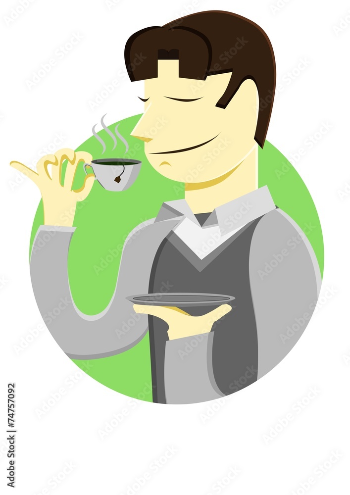 man drinking a cup of tea and feels relaxed Stock Vector | Adobe Stock