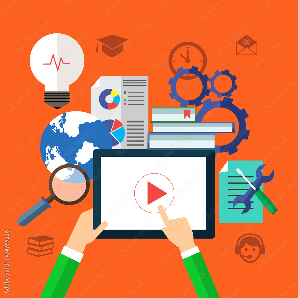 Ebook and tutorials for education concept Stock Vector | Adobe Stock