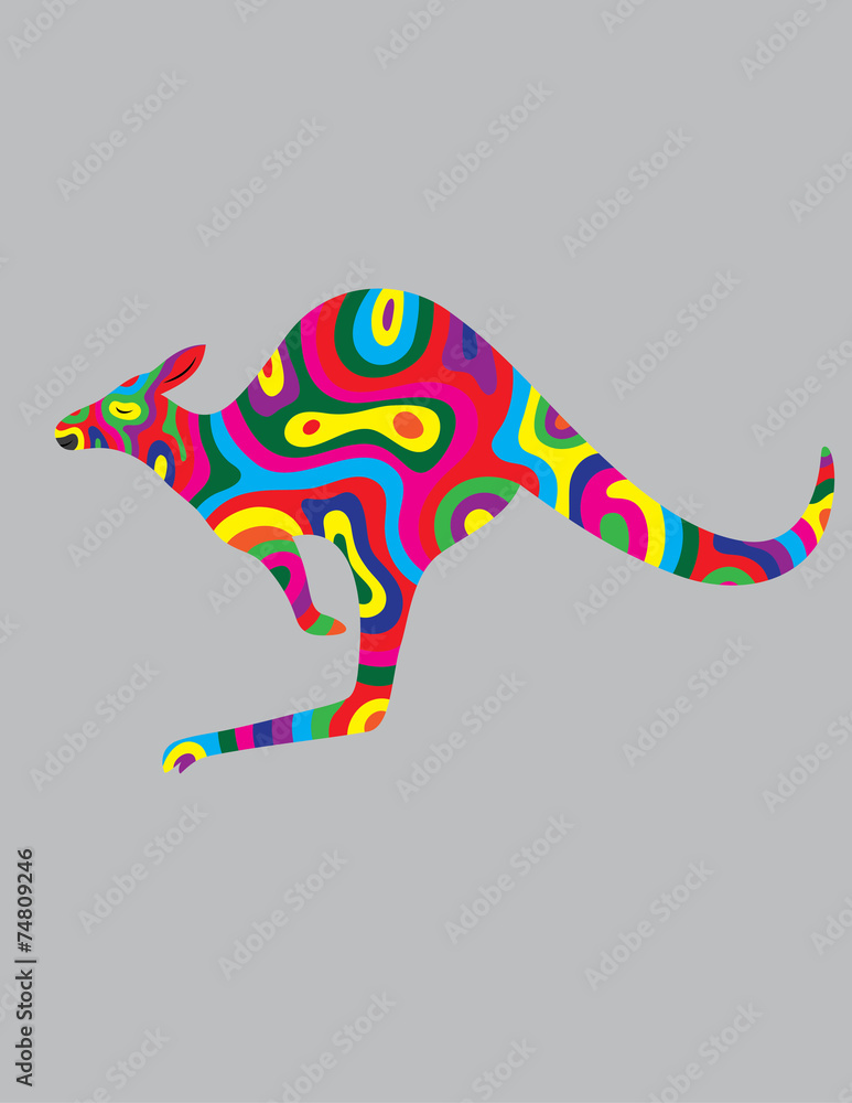 Kangaroo abstract color, art vector Stock Vector | Adobe Stock